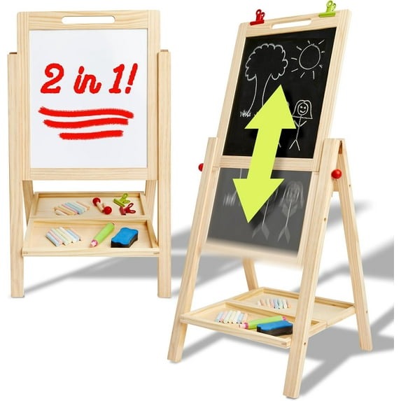 Kidaddle Two in One Double Sided Kids Easel Tabletop Art Easel for ...