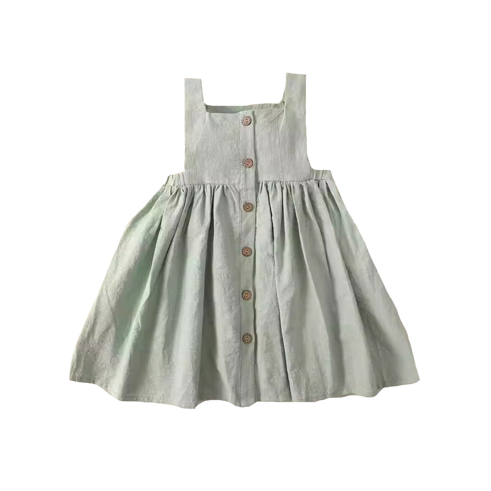 Kidagic Girls Summer Sleeveless Dress | Casual Solid Color Outfit ...