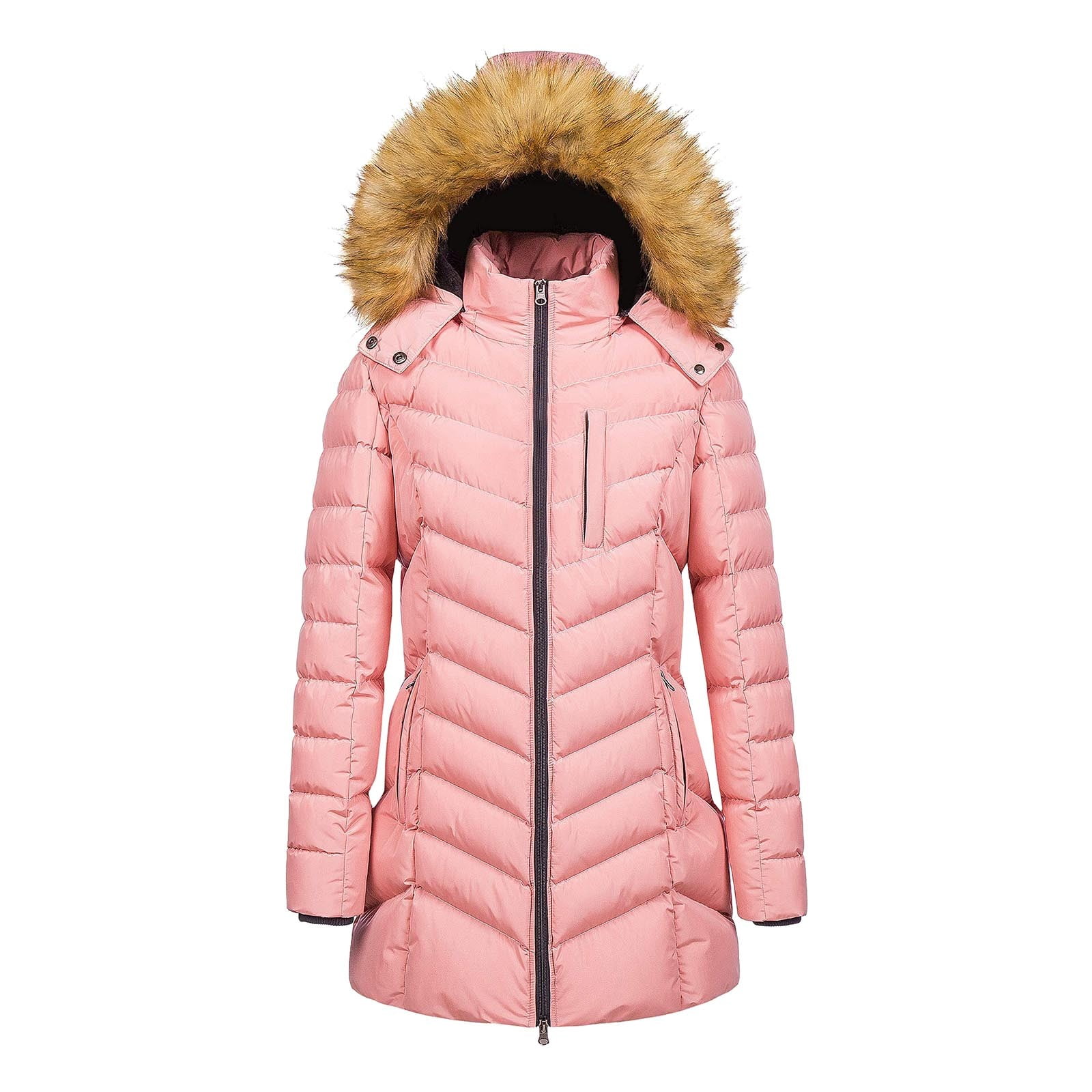 Kidagic Women's Warm Long Down Jacket Coat with Hood for Winter(Color:S ...
