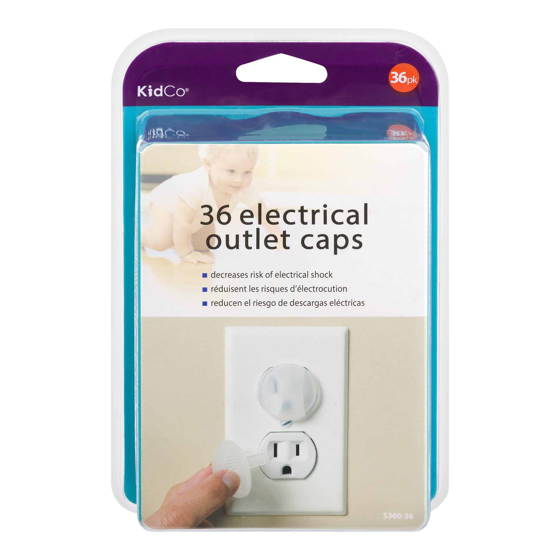 Kidco Child Safety Electrical Outlet Caps, 36 Pack, Clear, Platic ...