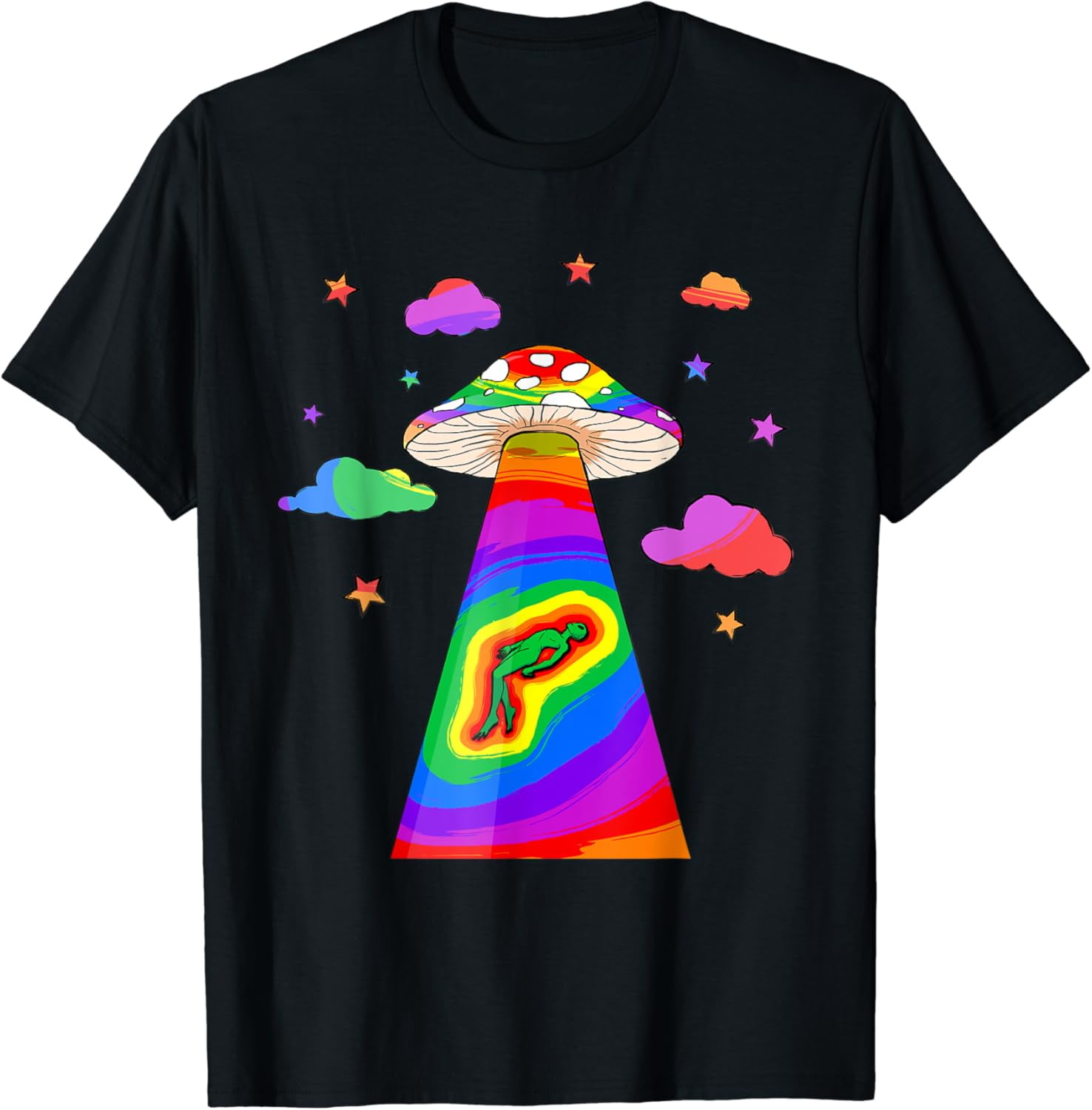 Kidcore Aesthetic Alien UFO Abduction Mushroom Cottagecore T-Shirt ...