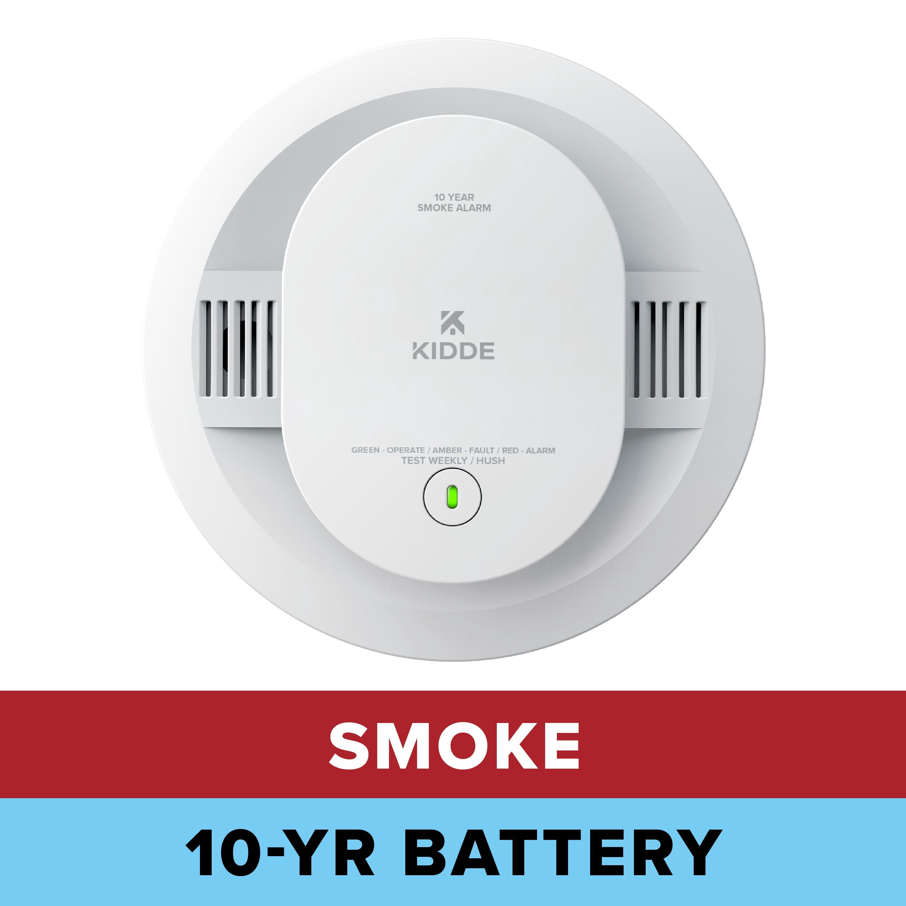Kidde 10-Year Battery Smoke Detector, Voice Alerts & LED Warning Lights ...