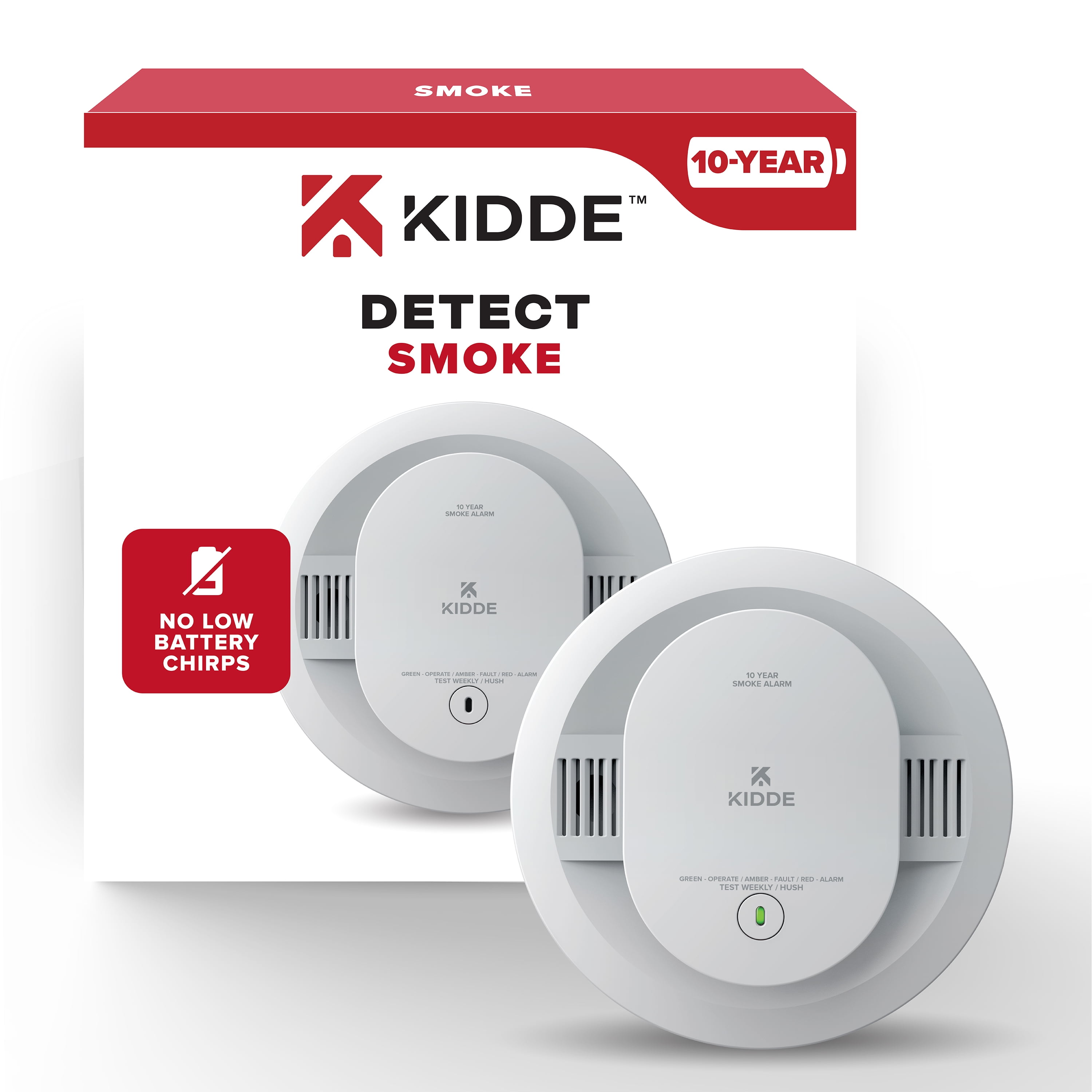 Kidde 10-Year Sealed Lithium Battery-Operated Photoelectric Smoke Detector Alarm, 5-inch ...