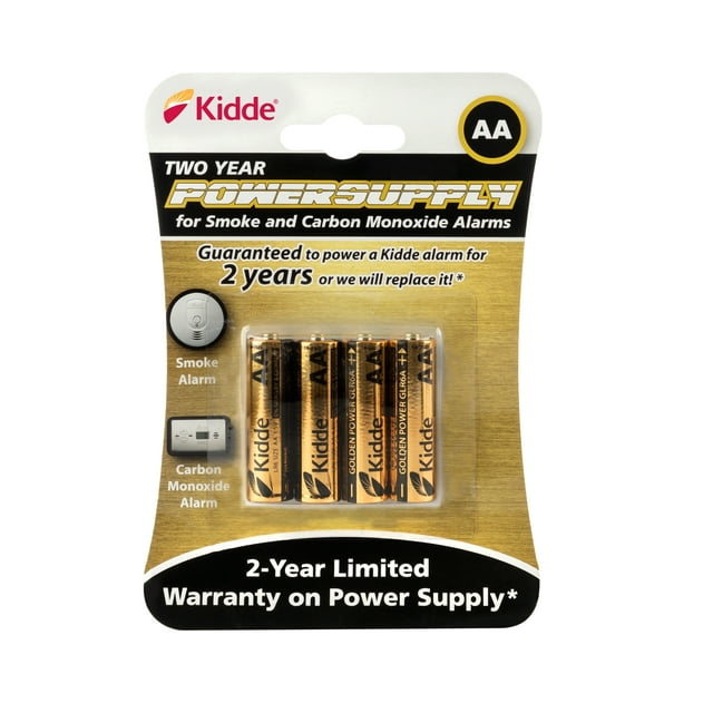 Kidde AA Alkaline Batteries, for Smoke and Carbon Monoxide Detectors, 4 ...