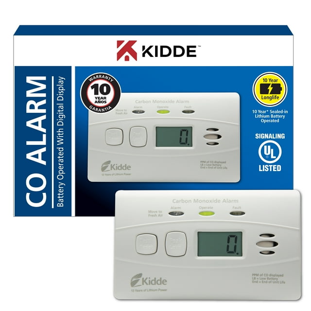 Kidde C3010D Carbon Monoxide Detector with Digital Display and 10-Year Worry-Free Lithium ...