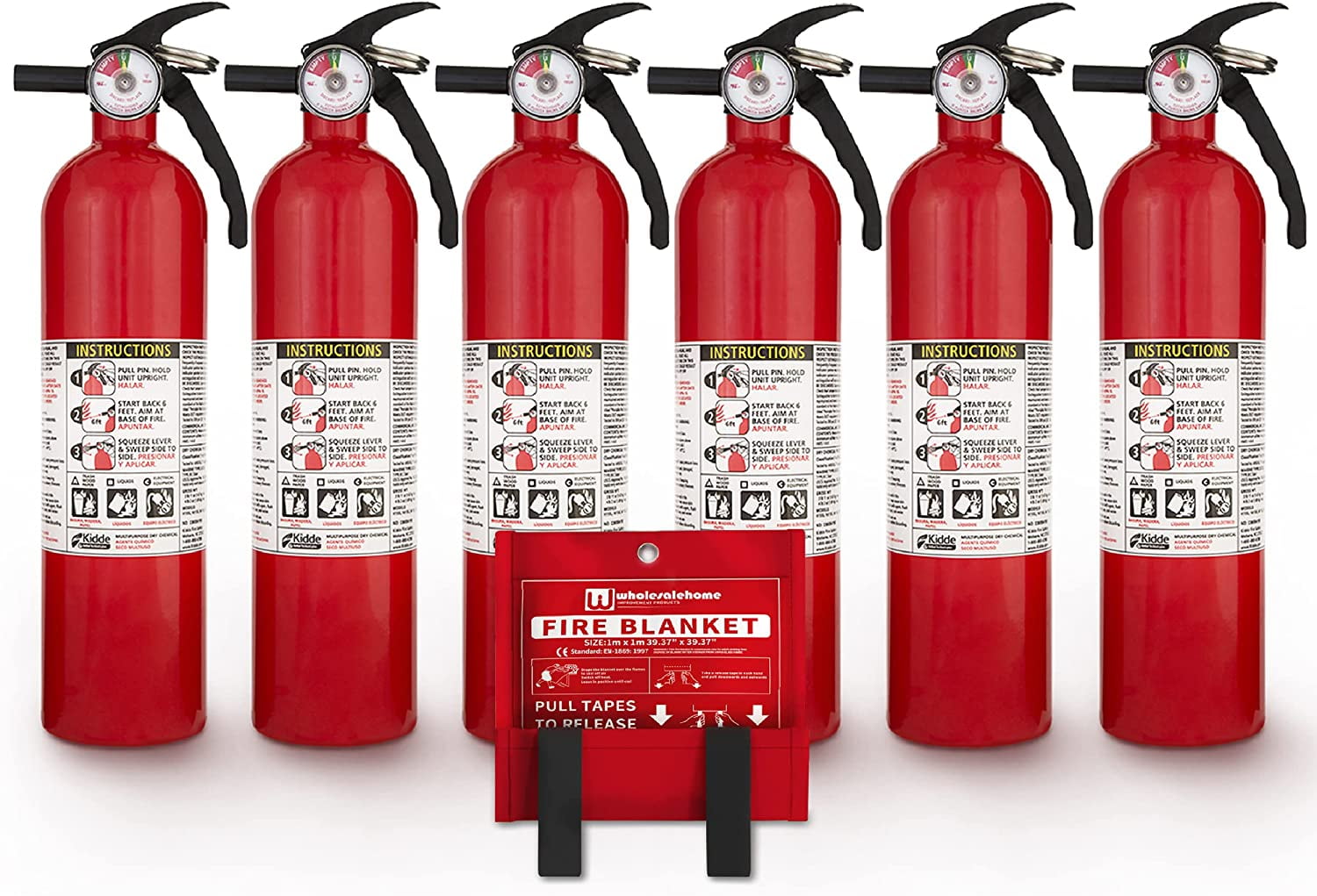 Kidde FA110 Fire Extinguishers for Kitchen & Boat, 1-A:10-B:C, 6 Pack ...
