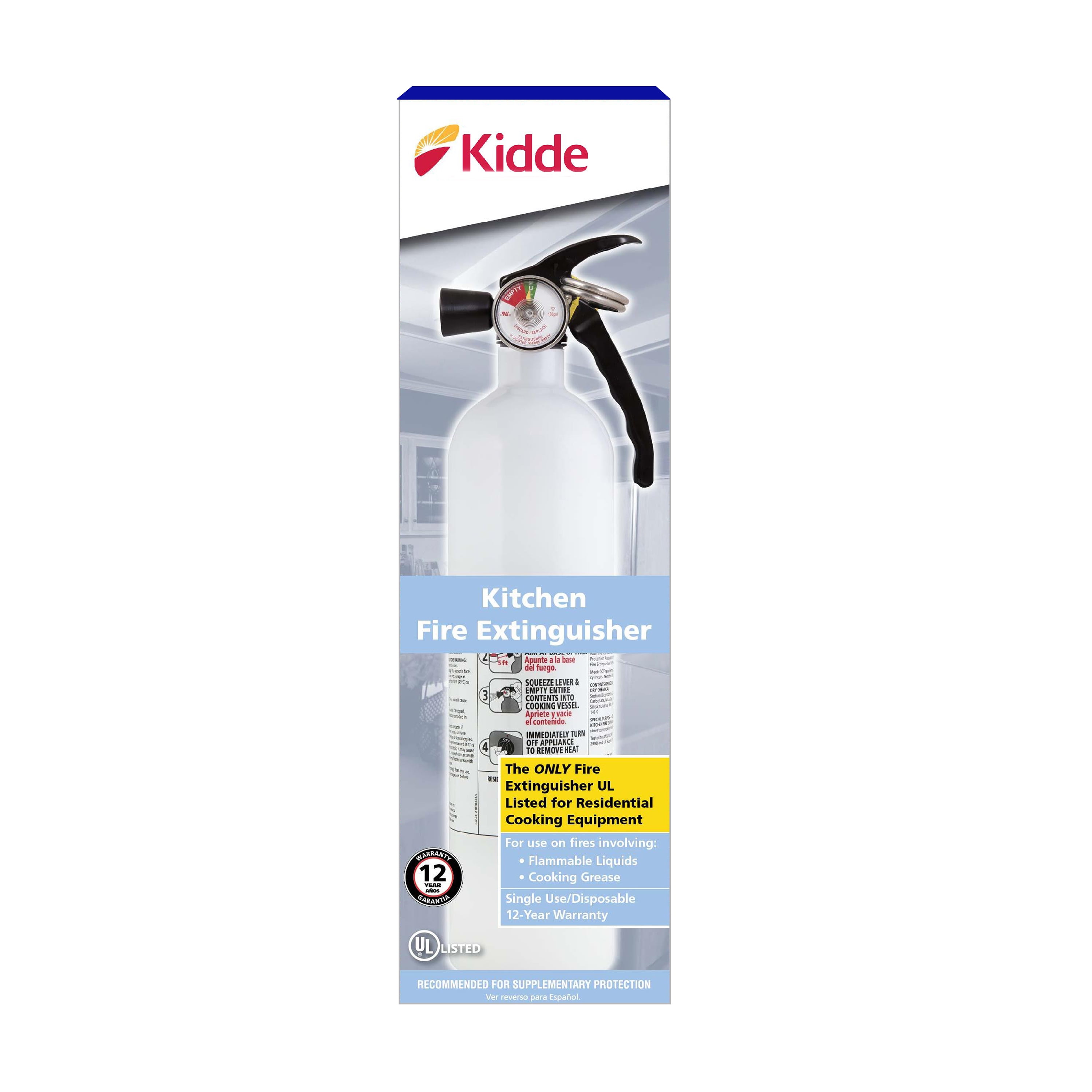 Kidde, KID21008173MTL, Kitchen Fire Extinguisher, 1 Each, White ...