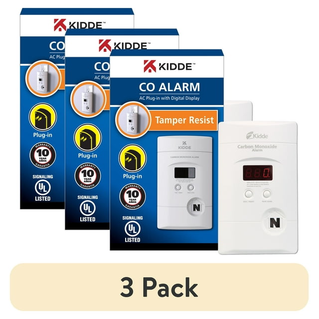 (3 pack) Kidde Nighthawk Plug-In AC/DC Carbon Monoxide Alarm Detector with Digital Display KN ...