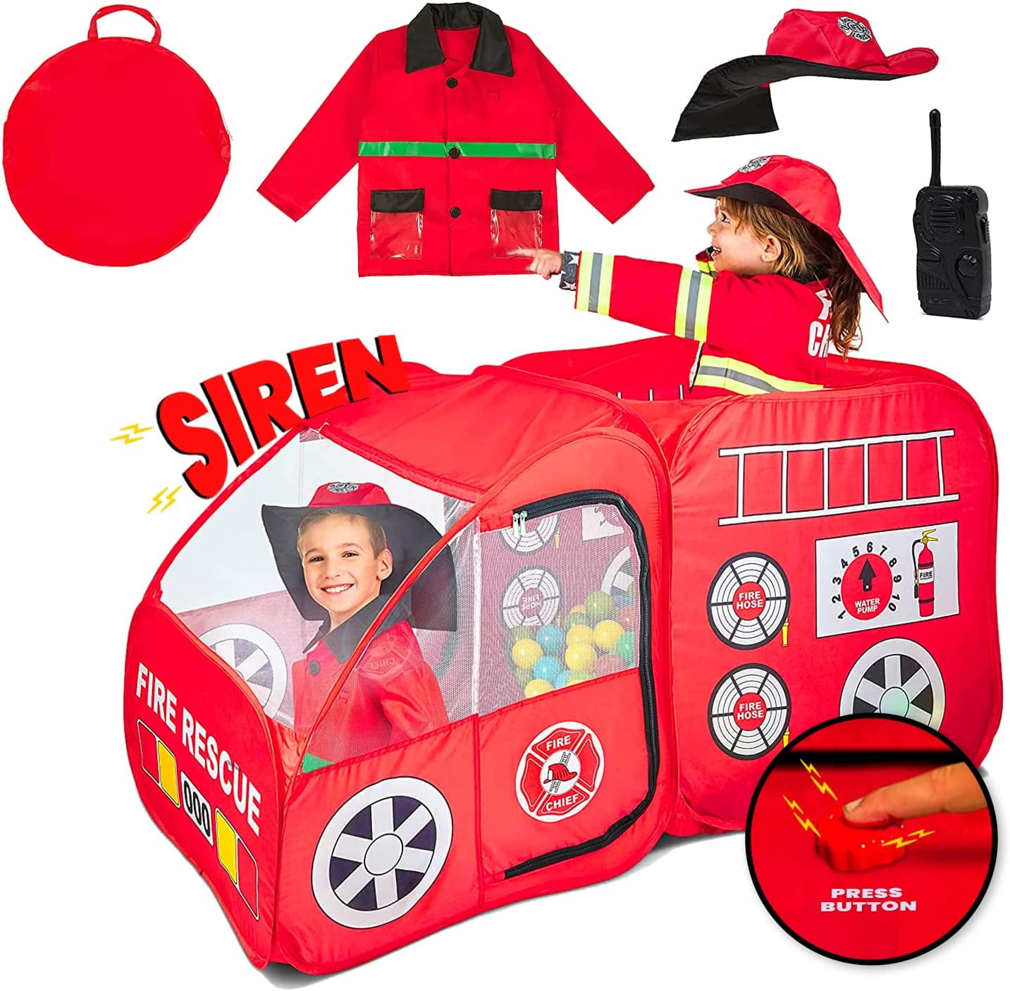 Kiddey Fire Truck Tent for Kids | Firetruck Play Tents with Costume and ...