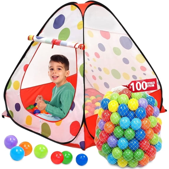 Kiddey Indoor/Outdoor Big Children's Play Tent - Includes 100 Ball Pit ...
