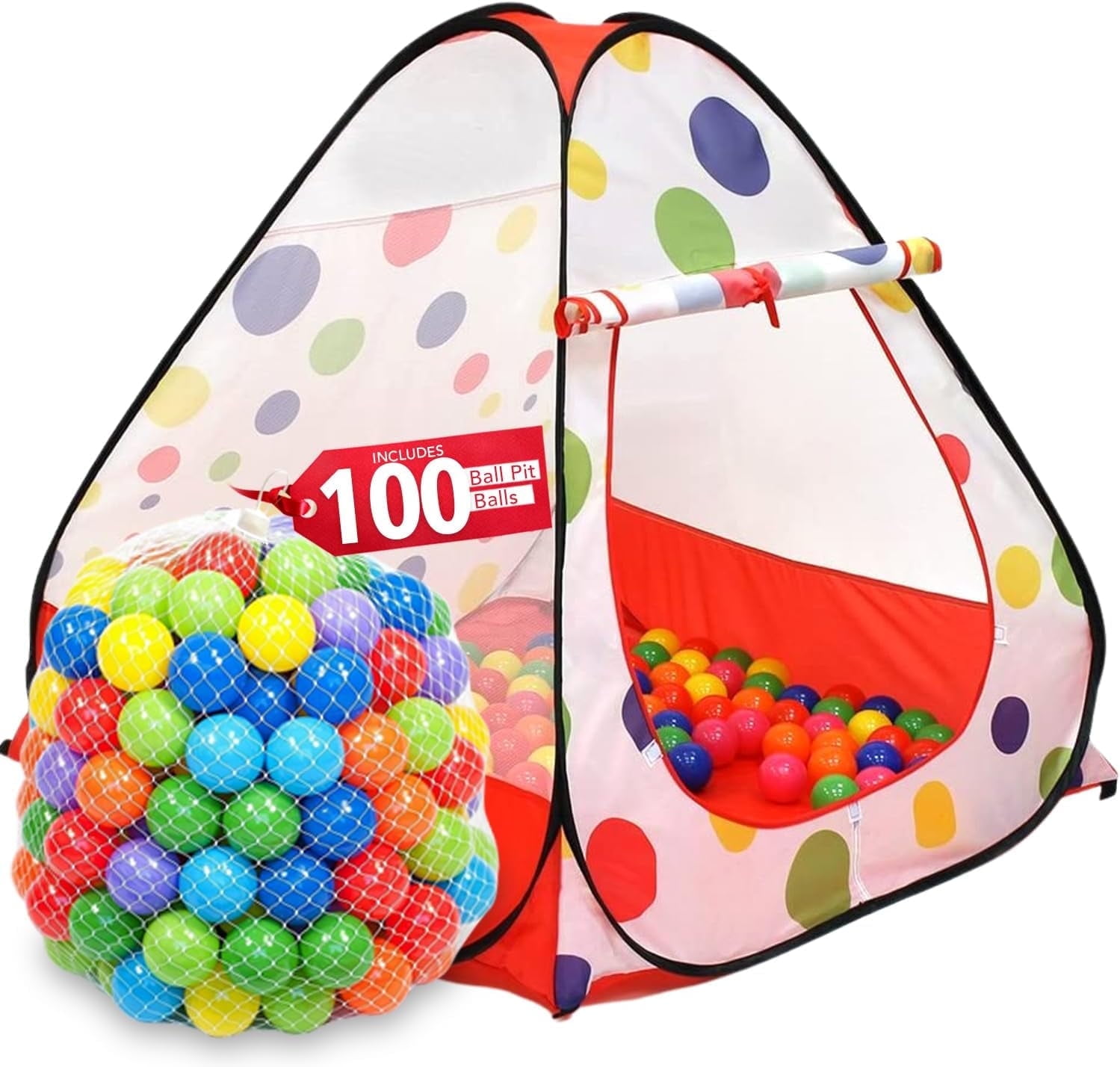 Kiddey Kids Polka Dot Ball Pit Play Tents, Polyester TEEPEE 100 BALLS ...