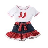 Kiddie Korral Toddler-Girls' Cowgirl Boot Bandana Skirt Set - 10 4 ...