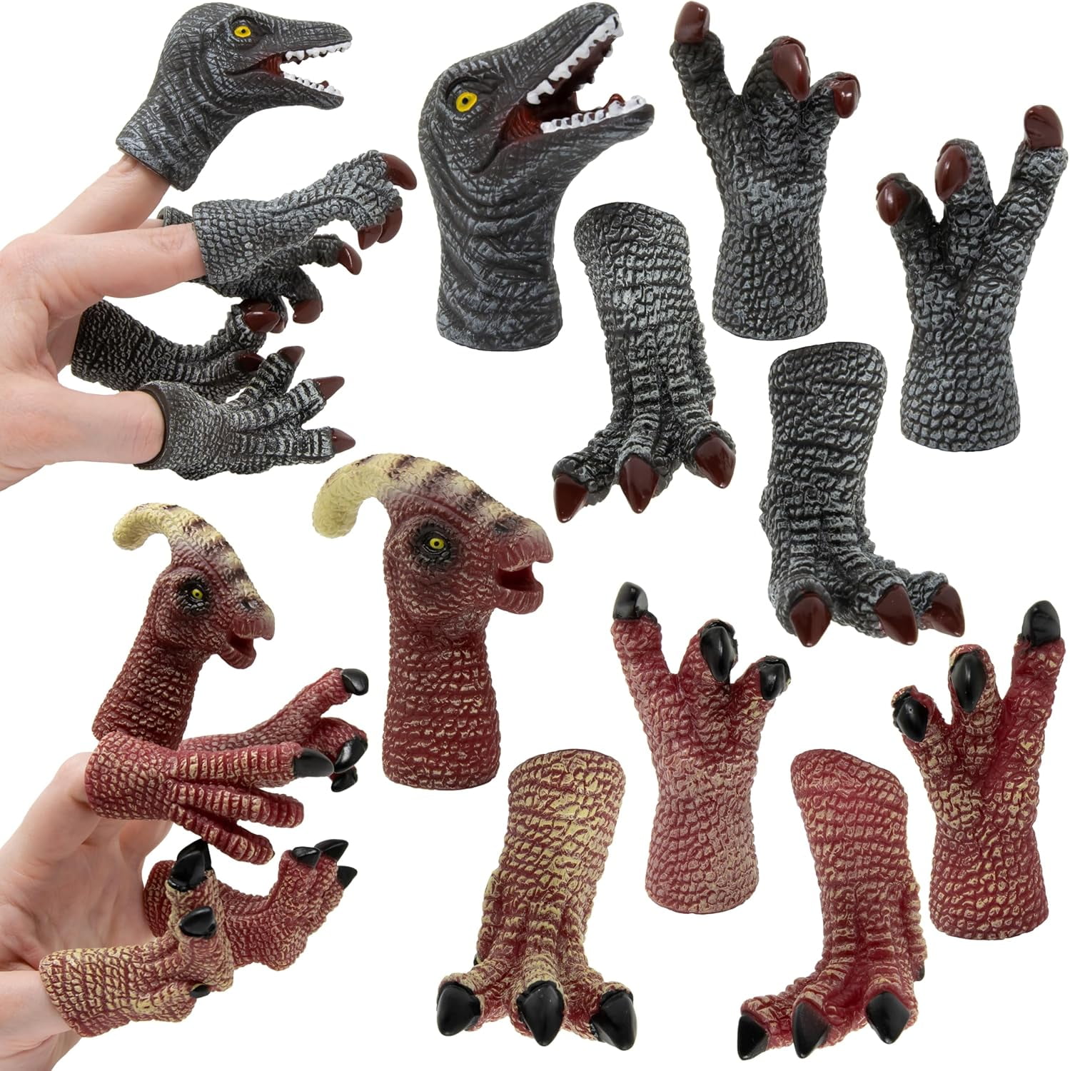 Kiddie Play Finger Puppets for Kids, 10 pc Dragon Claws Puppets Rubber ...