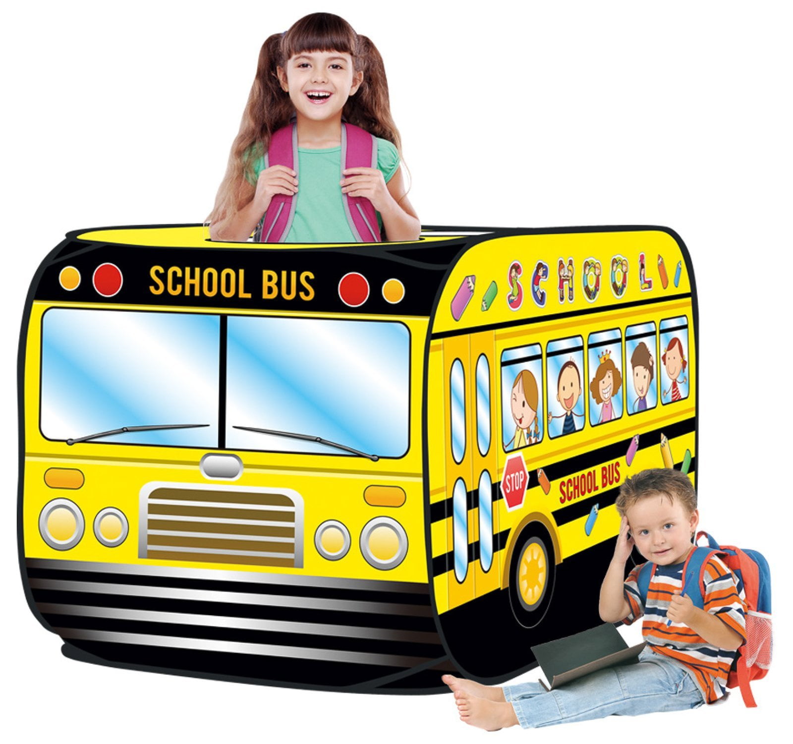 Kiddie Play School Bus Pop Up Play Tent for Kids Boys & Girls Indoor ...