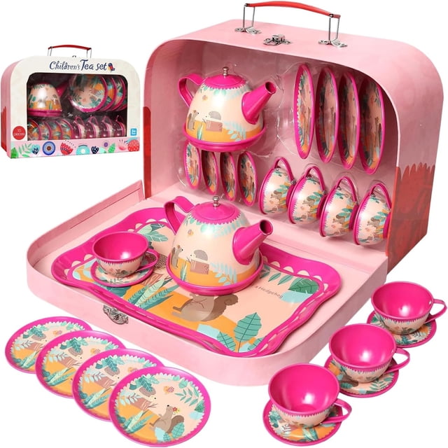 Kiddie Play Tea Set for Little Girls, Pretend Play Tea Party Set ...