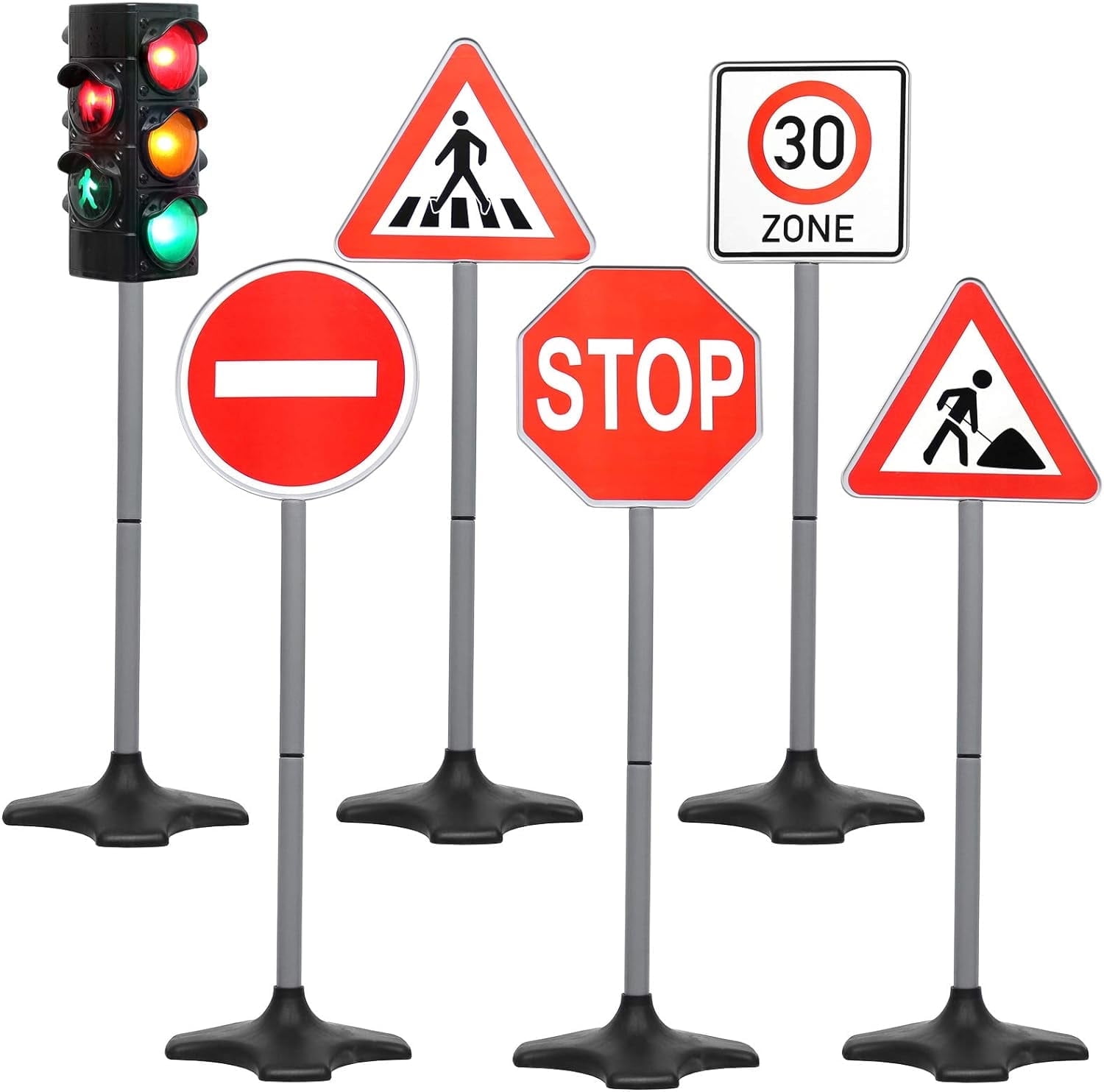 Kiddie Play Traffic Light and Road Signs Toy Kit for Kids, 5 Street ...