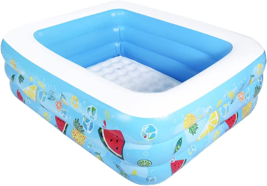 Kiddie Pool, 72"×58"×22" Inflatable Pool with Inflatable Soft Floor ...