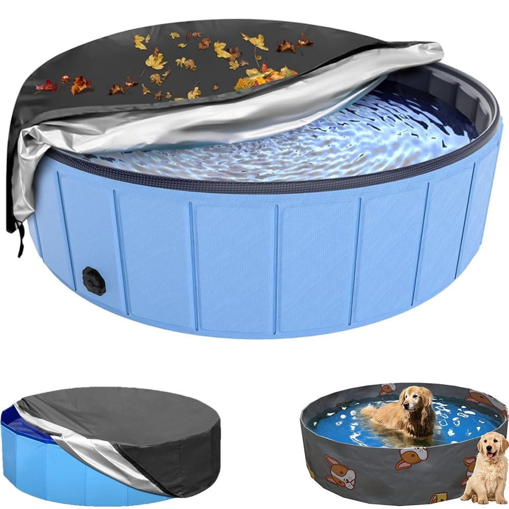Kiddie Pool Cover, Fit for 62/55/47/31 Inch, Foldable Round Dog Pool ...