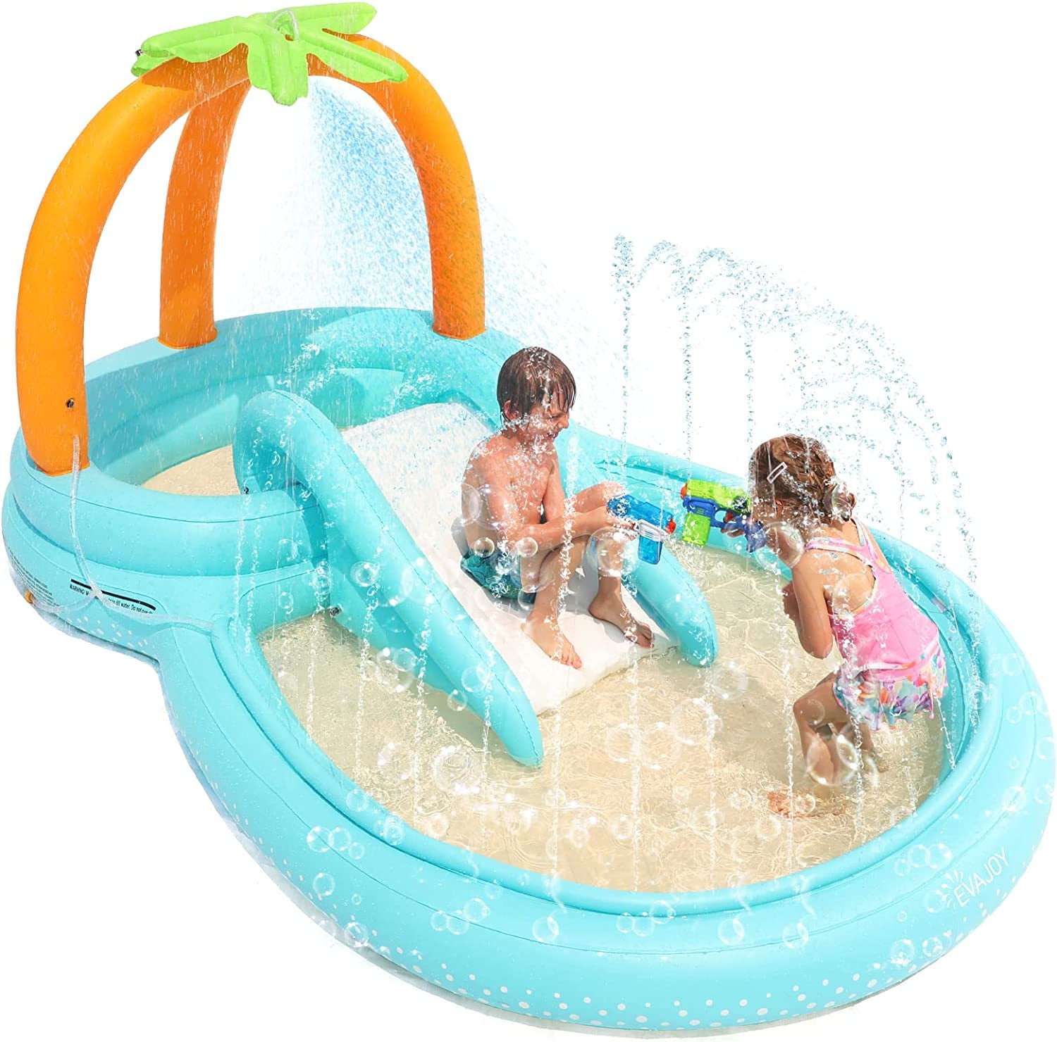 Kiddie Pool, Evajoy Inflatable Play Center Kids Pool with Slide, Water ...