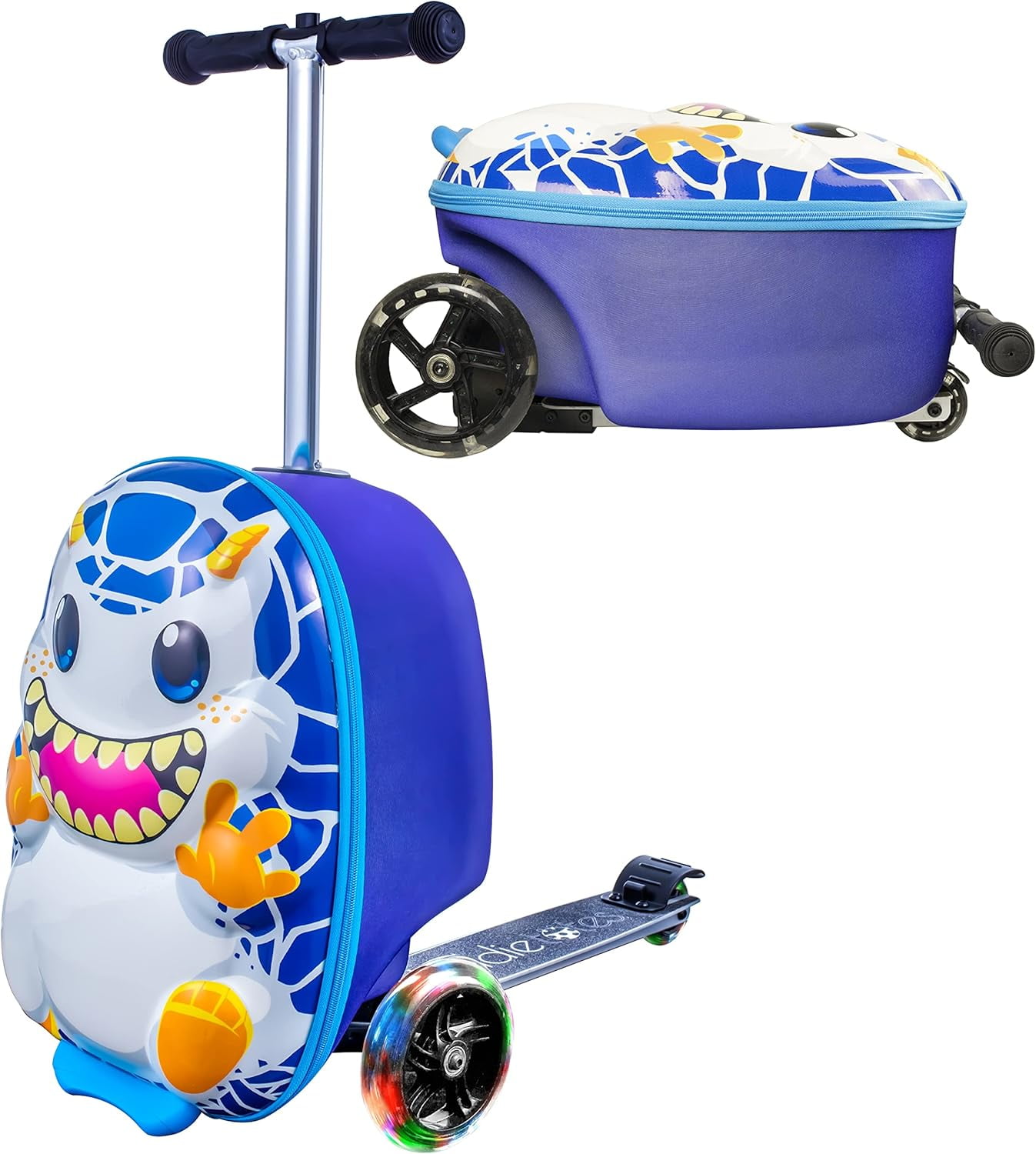 Kiddietotes 3D Yeti Monster Scooter Luggage, Ride On Suitcase for Kids ...