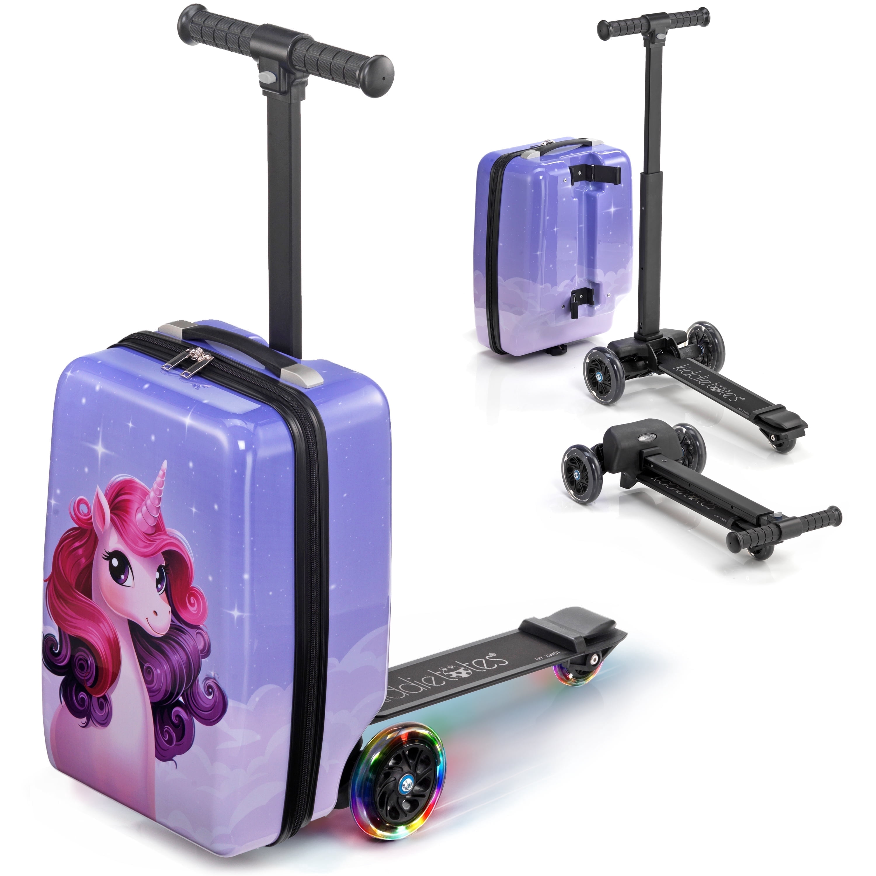 Kiddietotes 4-in-1 Kids Scooter Luggage – Detachable Ride-On Suitcase ...