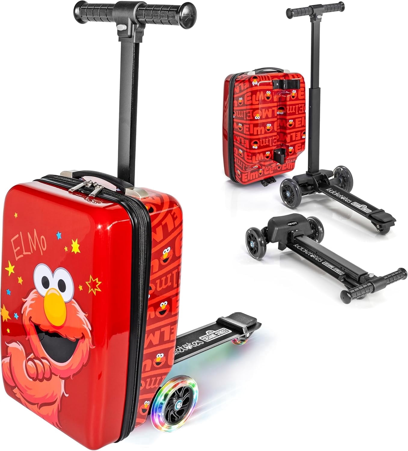 Kiddietotes Sesame Street 4-in-1 Detachable Scooter Luggage for Kids ...