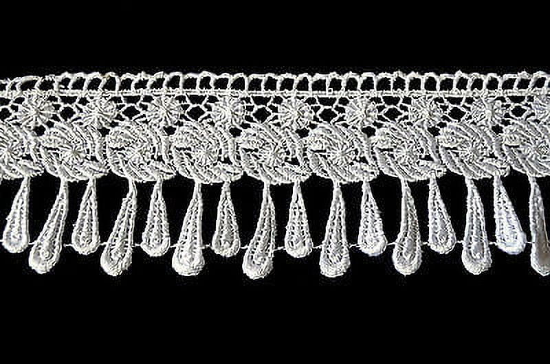 Kiddo 3.25" White or Ivory Swirl Droplet Fringe Venise Lace Trim by ...