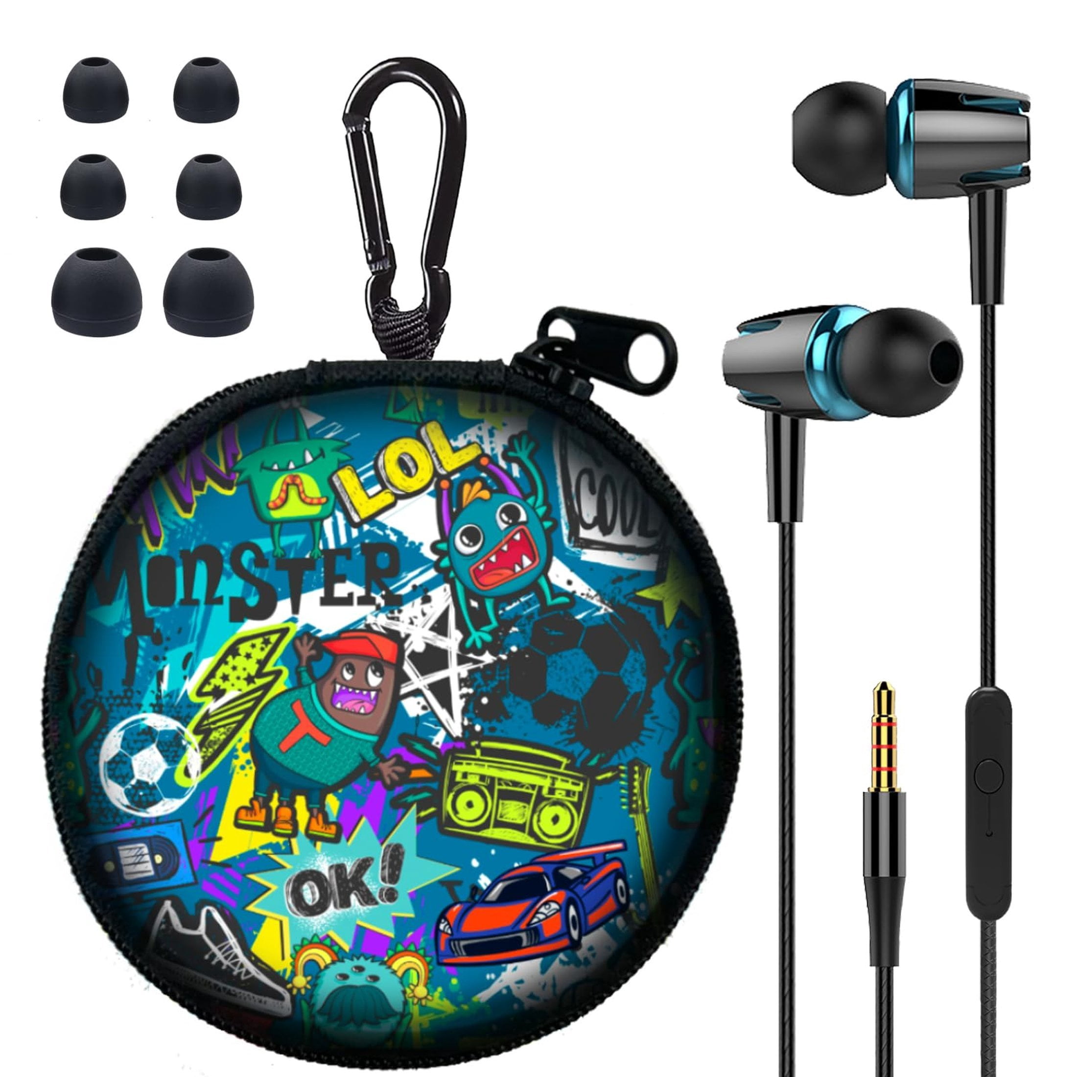 KiddoSound Earbuds Set with Cute Case for School and Playful Listening ...