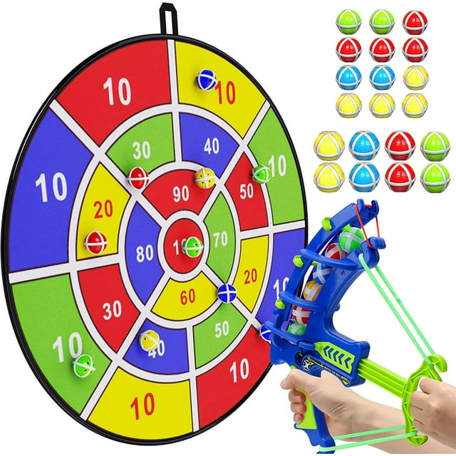 "29"" Kids Dart Board Set with 20 Sticky Balls, Indoor/Outdoor Game ...