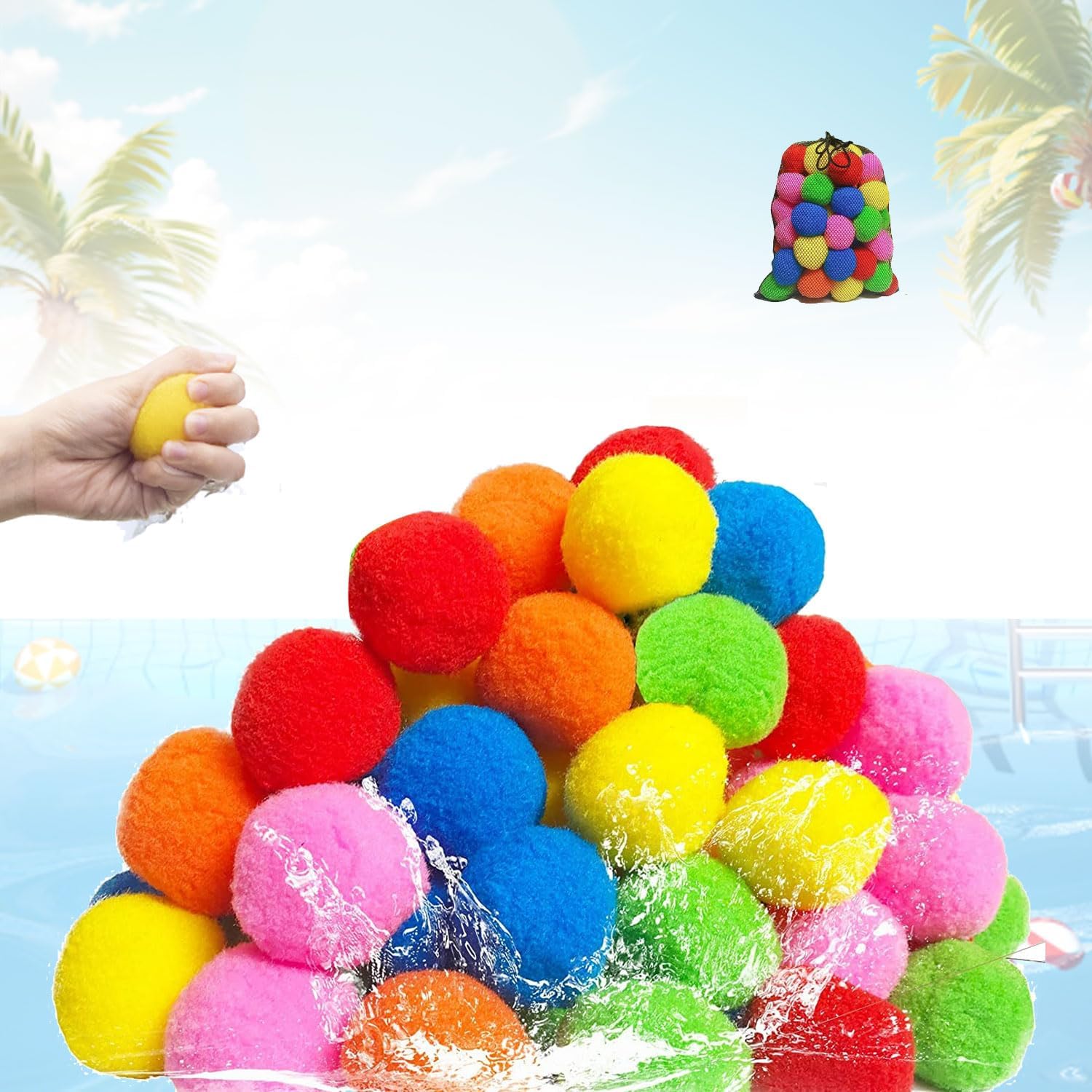Kiddospace Reusable Water Sponge Balls, 2025 New Sponge Water Ball ...