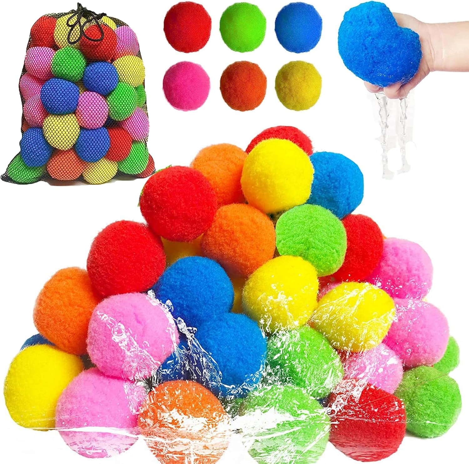 Kiddospace Reusable Water Sponge Balls, 30/60PCS Kiddo Space Water ...