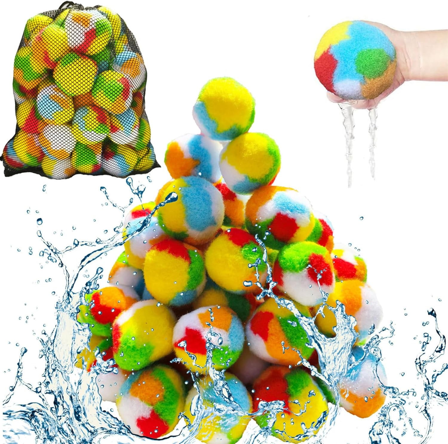 Kiddospace Reusable Water Sponge Balls, Upgraded Water Sponge Balls ...