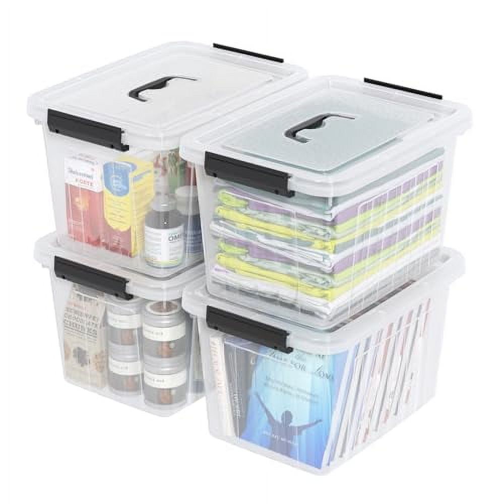 Kiddream 20 Liter Plastic Clear Storage Bins with Handles, Lidded ...