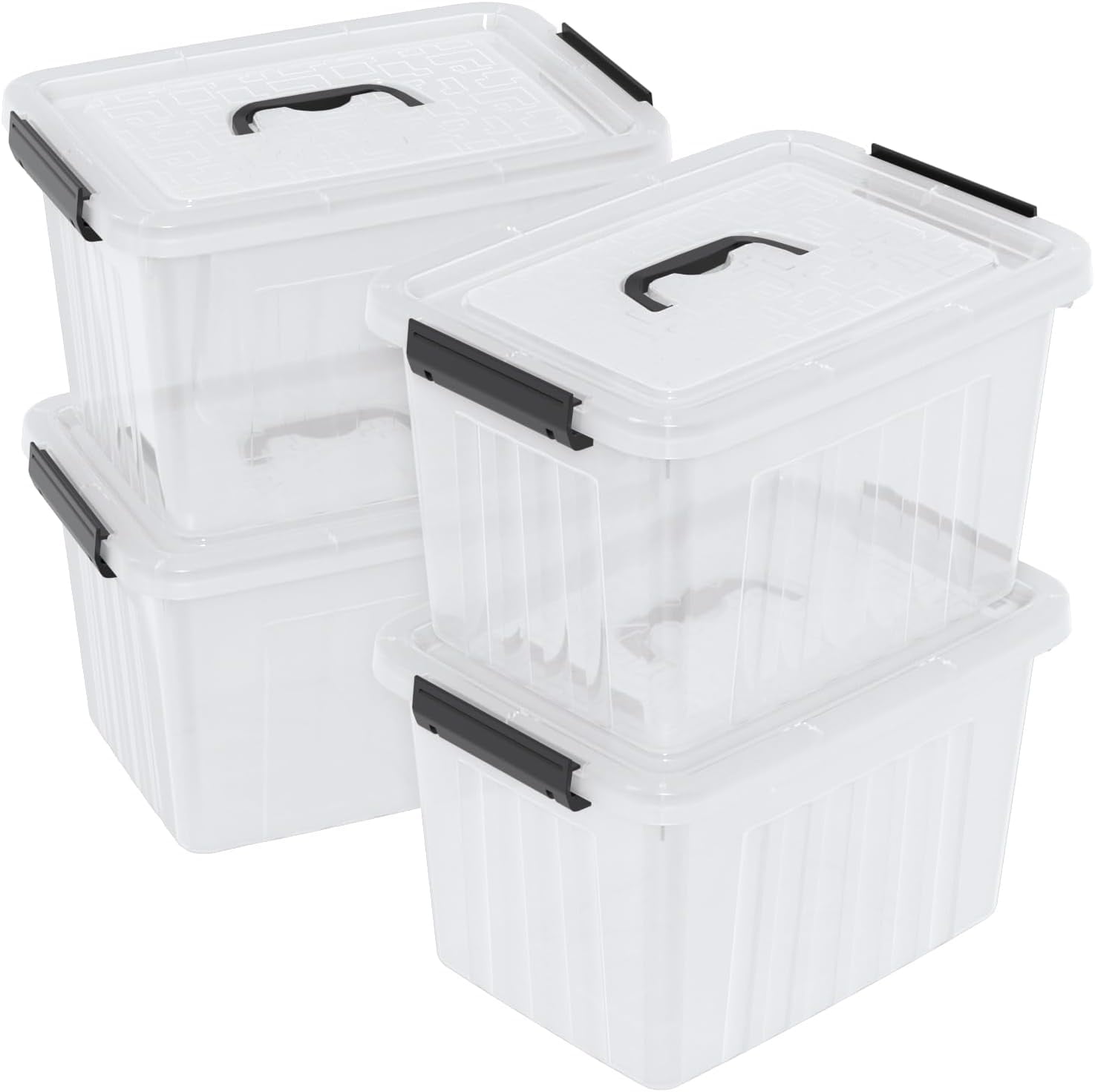 Kiddream 20 Liter Plastic Clear Storage Bins with Handles, Lidded ...