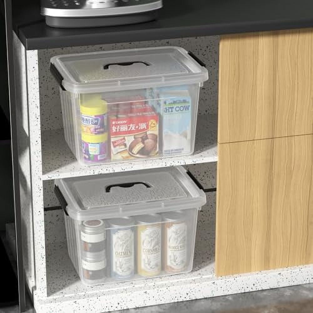 Kiddream 20 Liter Plastic Clear Storage Bins with Handles, Lidded ...