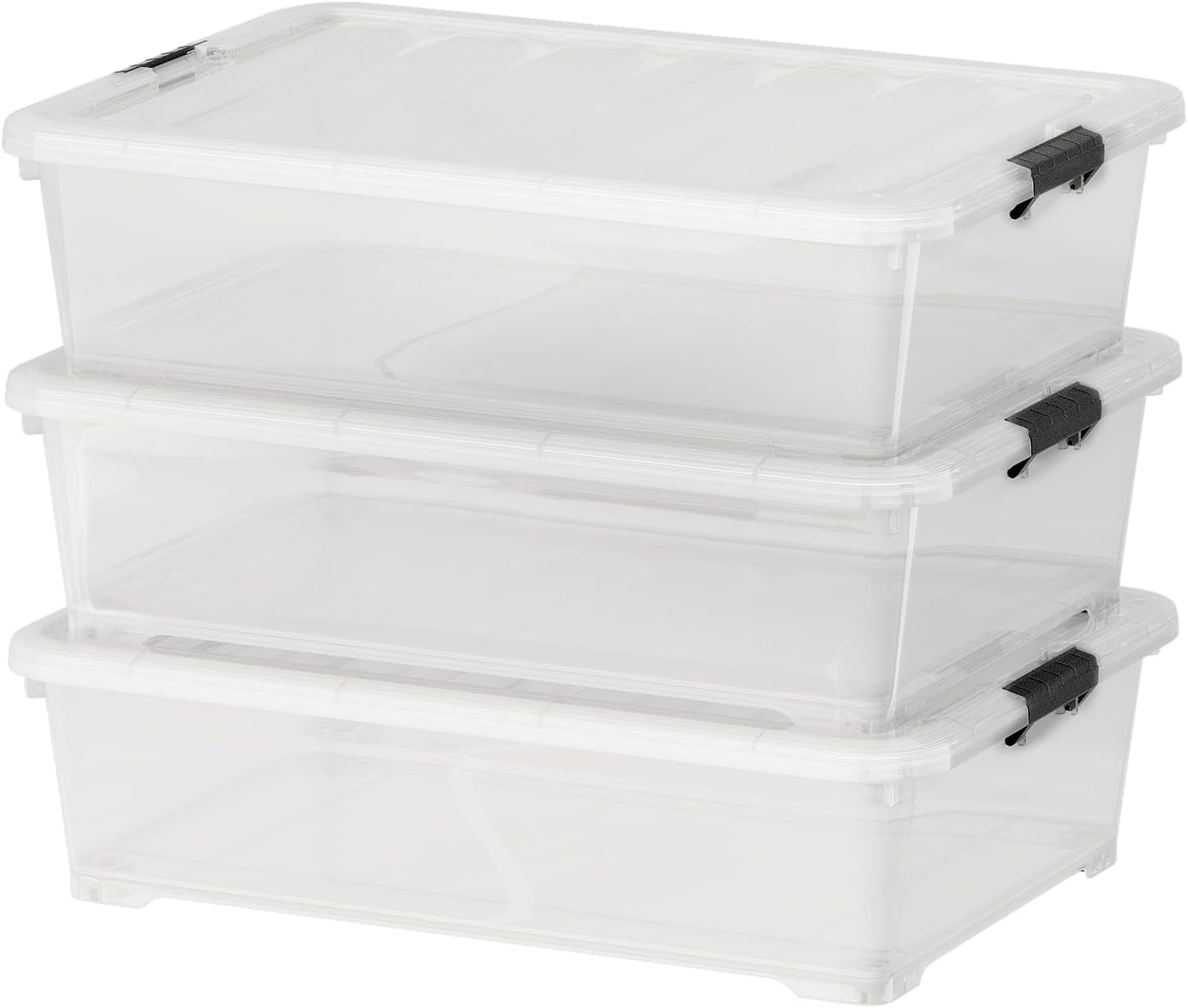 Kiddream 25 Quart Clear Under Bed Storage Boxes, Plastic Stackable Low ...
