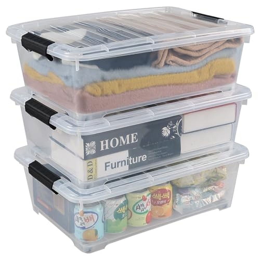 Kiddream 3 Pack 20 Quart Wheeled Latching Storage Boxes, Clear Plastic ...