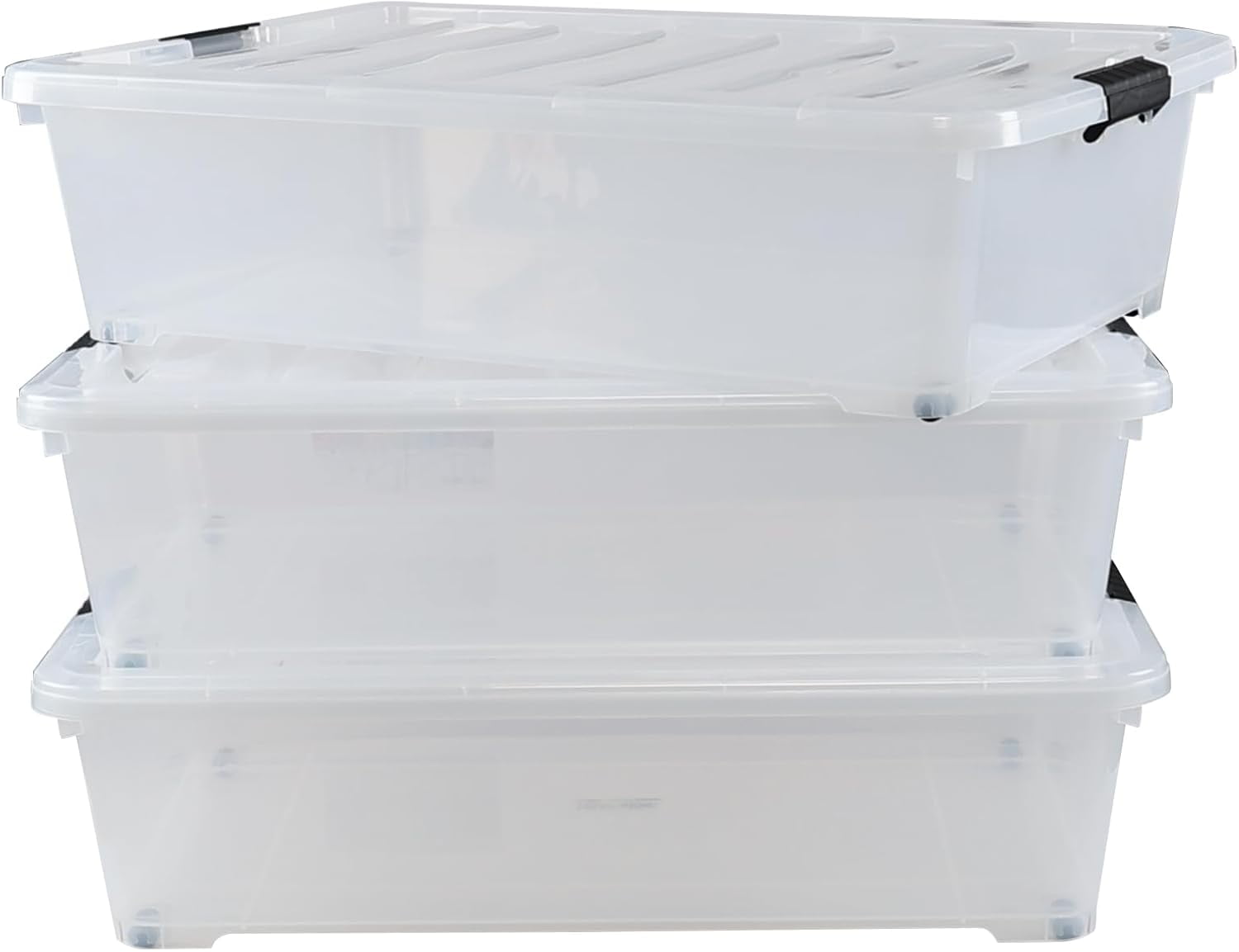 Kiddream 3-Pack 50 Quart Plastic Underbed Storage Bins with Lids/Wheels ...