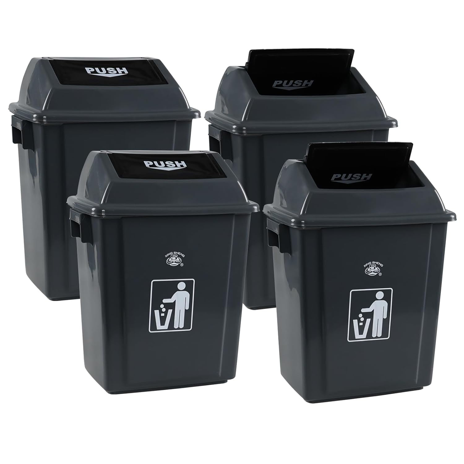 Kiddream 4 Packs 5 Gallons Swing Lid Garbage Can, Plastic Trash Can ...