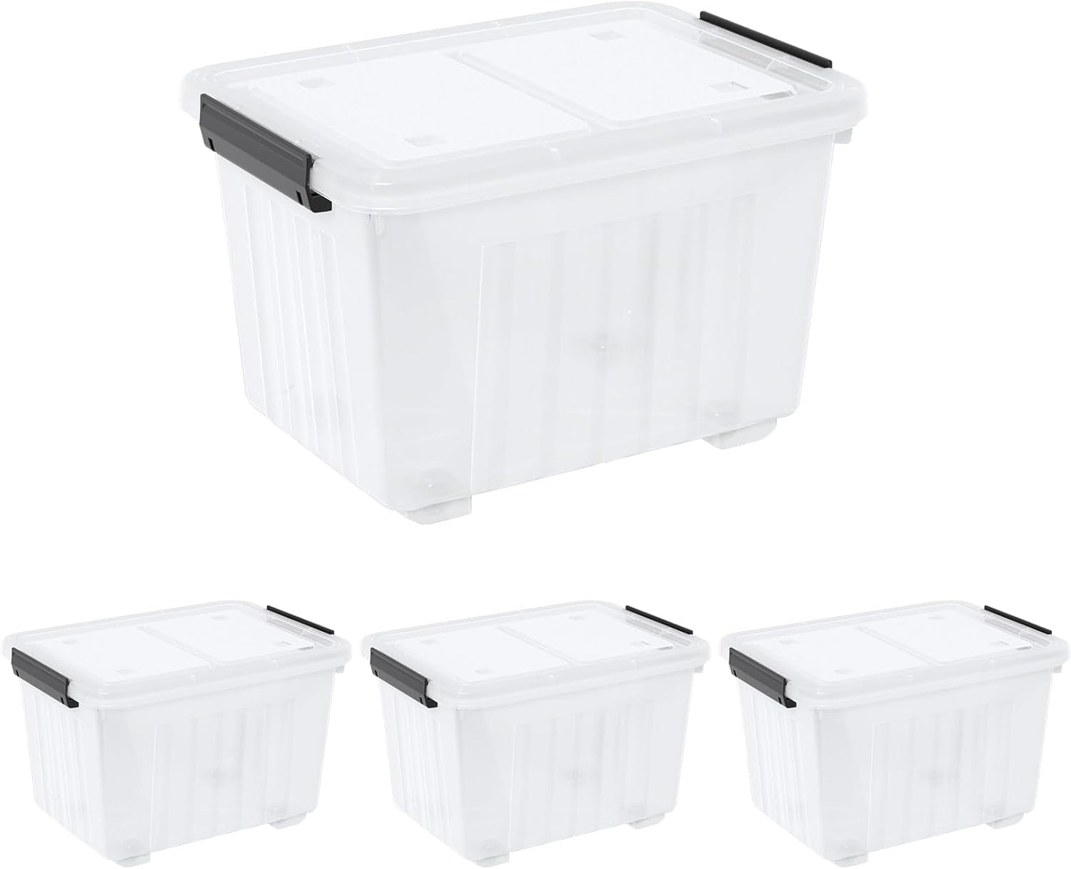 Kiddream 50 Quarts Clear Plastic Latching Boxes with Wheels, Large ...