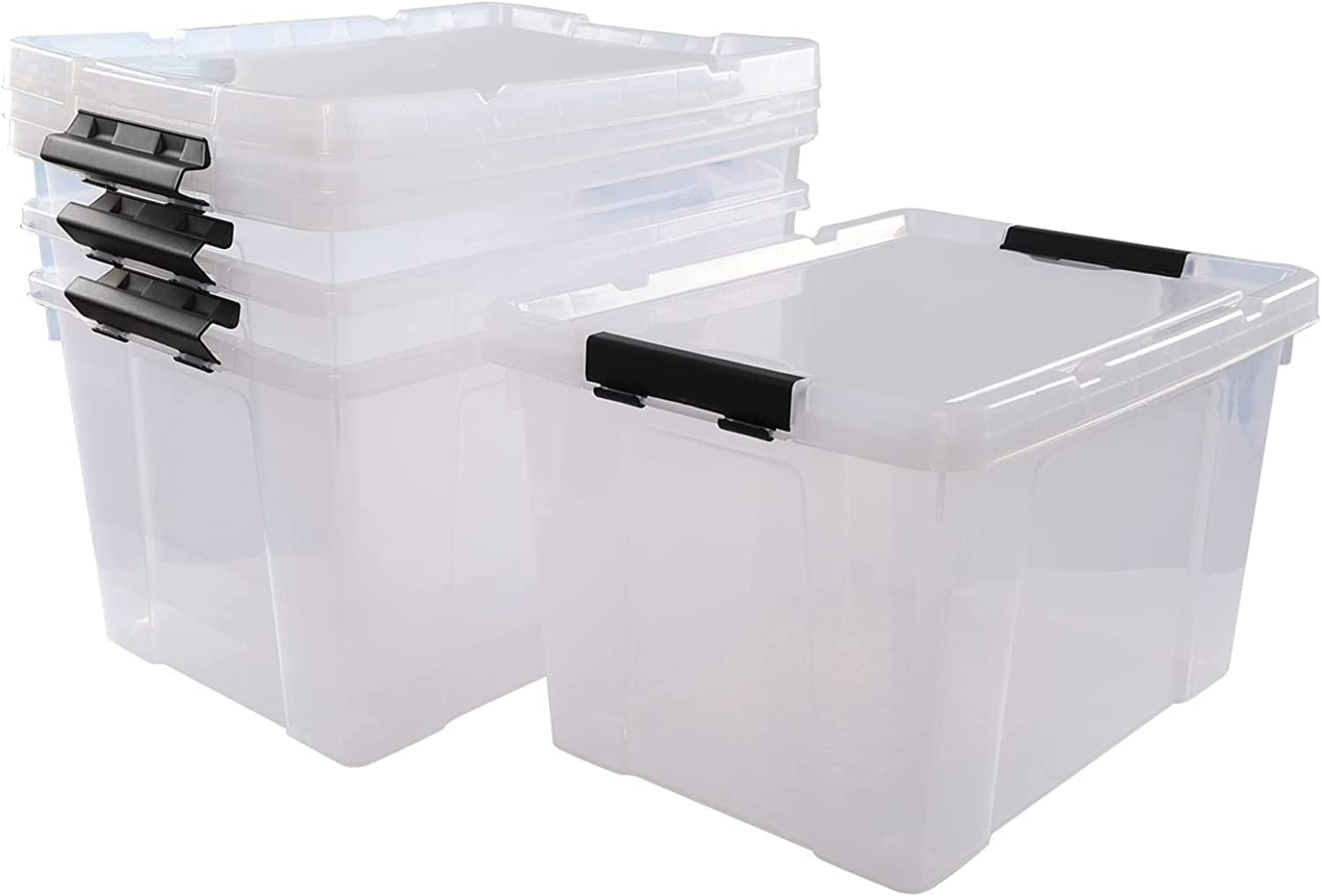 Kiddream 50 Quarts Large Clear Storage Box, Latching Container Bins ...
