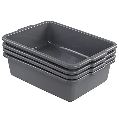 Kiddream Set of 4 Rectangle Bus Tubs, 24 Quart Plastic Commercial Bus ...