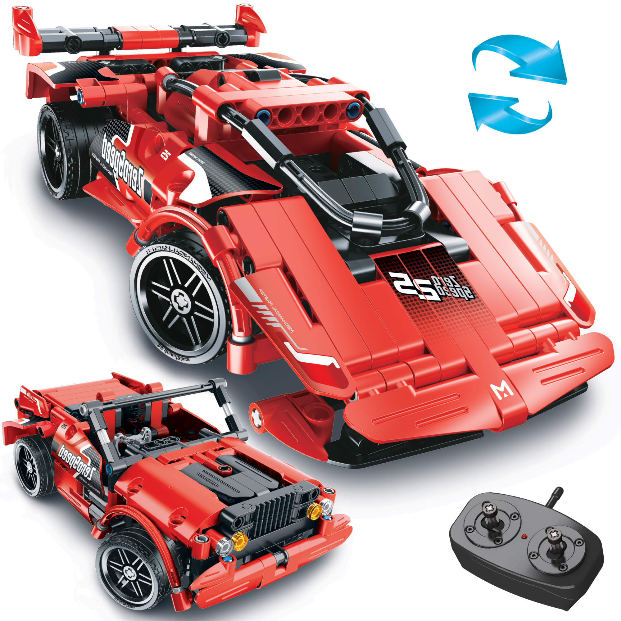 Kididdo Remote Control Racing Car or Boys STEM Red RC Building Toy ...
