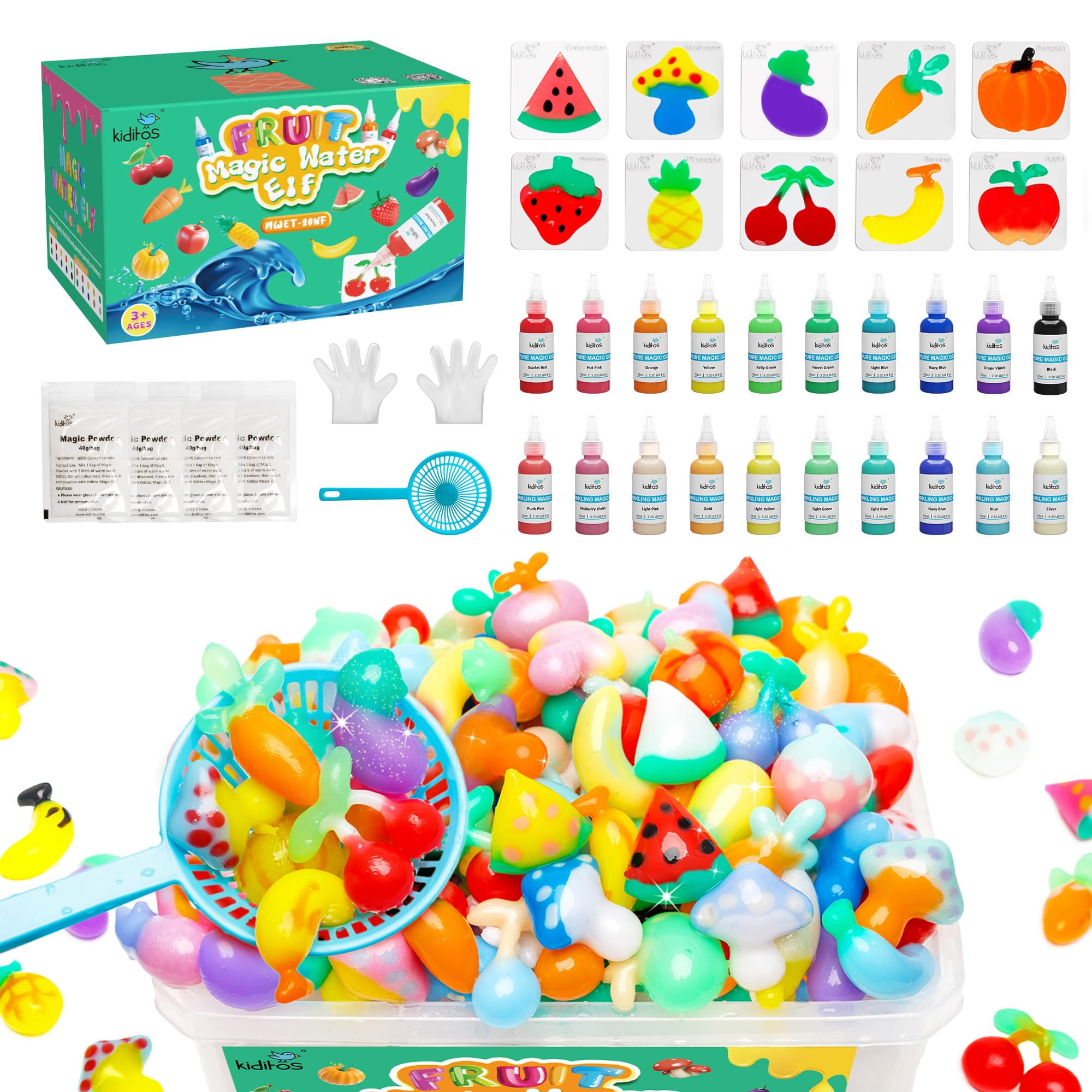 Kiditos Fruit Magic Water Elf Toy Kit,Aqua Fairy Water Gel Kit-20 Magic ...