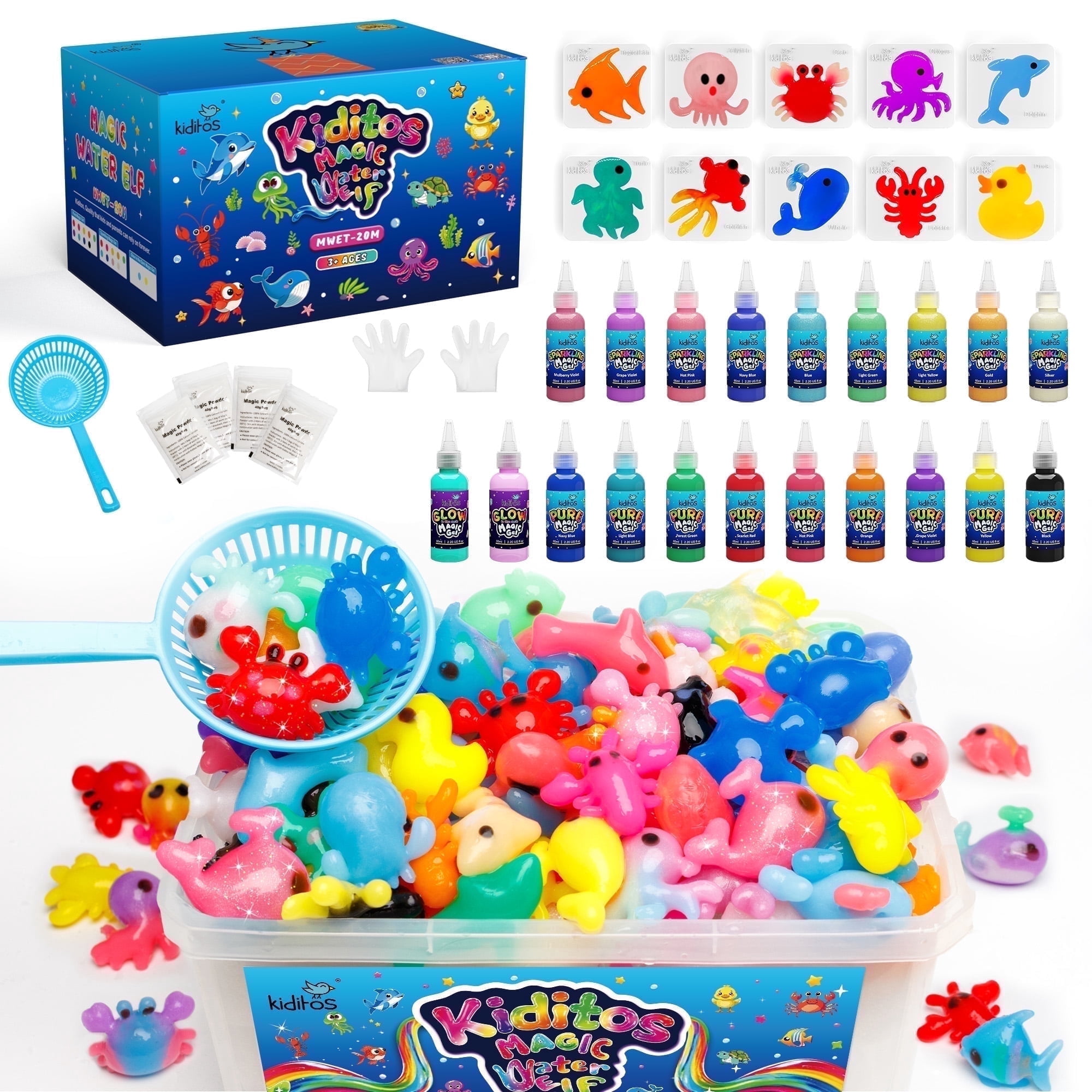 Kiditos Magic Water Elf Toy Kit, Aqua Fairy Water Gel Kit-20 Magic Gels ...