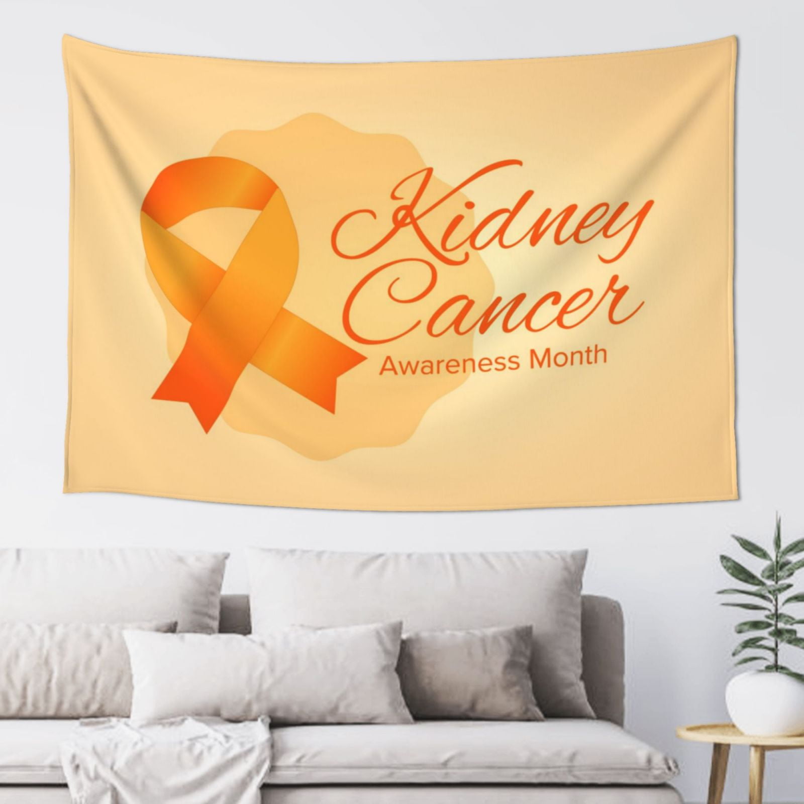 Kidney Cancer Awareness Orange Ribbon Tapestry Banner Backdrop Flag ...