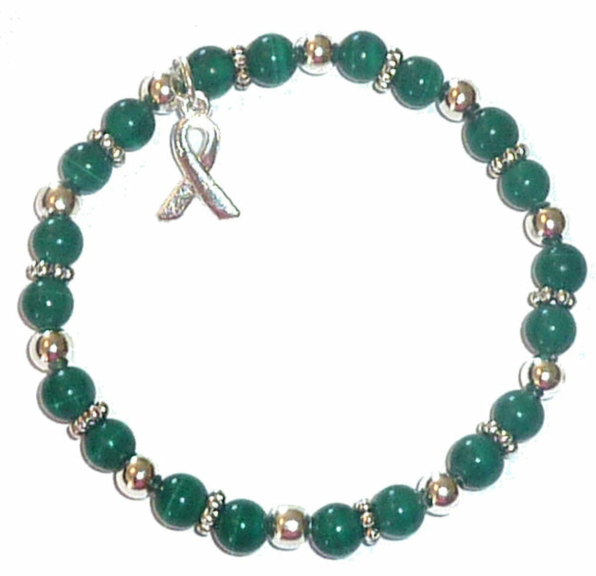 Kidney Cancer Bracelet - Forest Green Awareness Stretch Bracelet - Fits ...