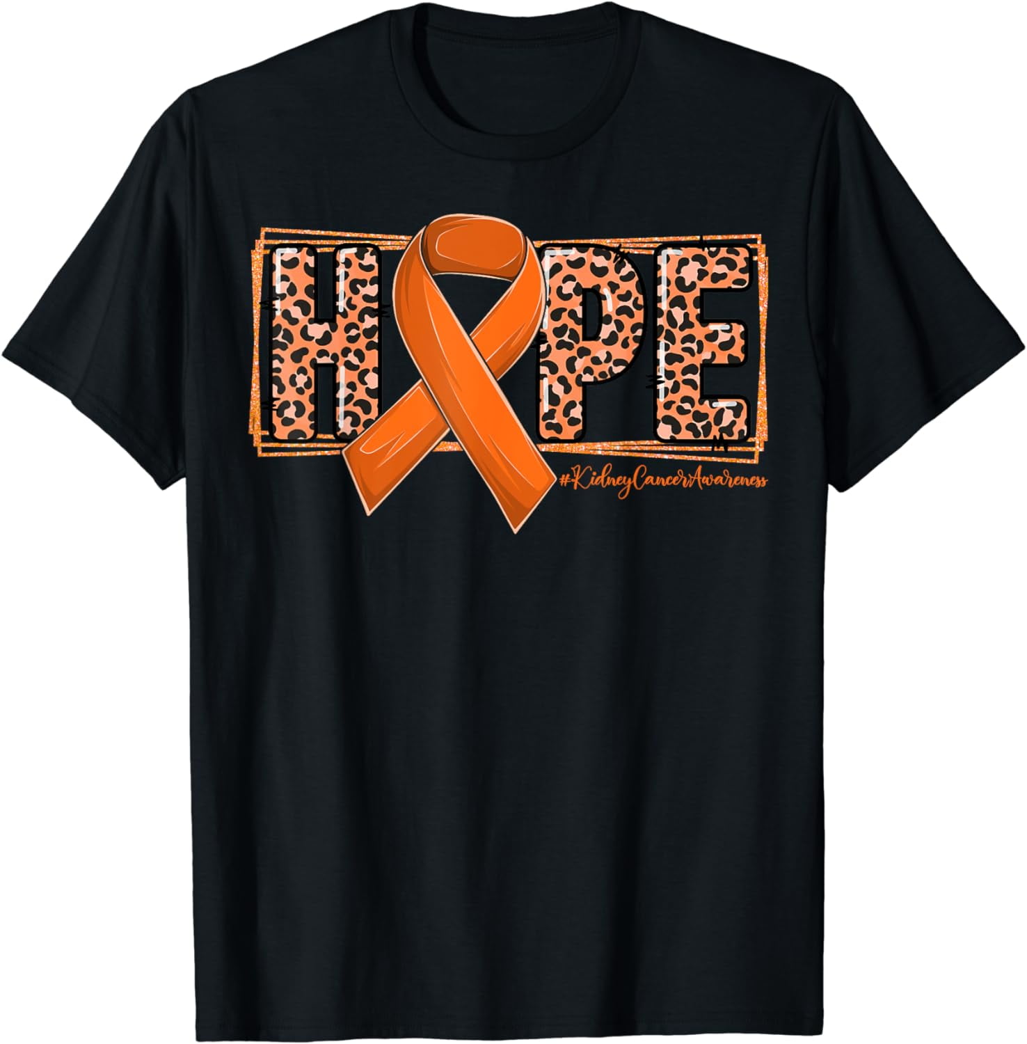Kidney Cancer Hope Ribbon Leopard Kidney Cancer Awareness T-Shirt ...