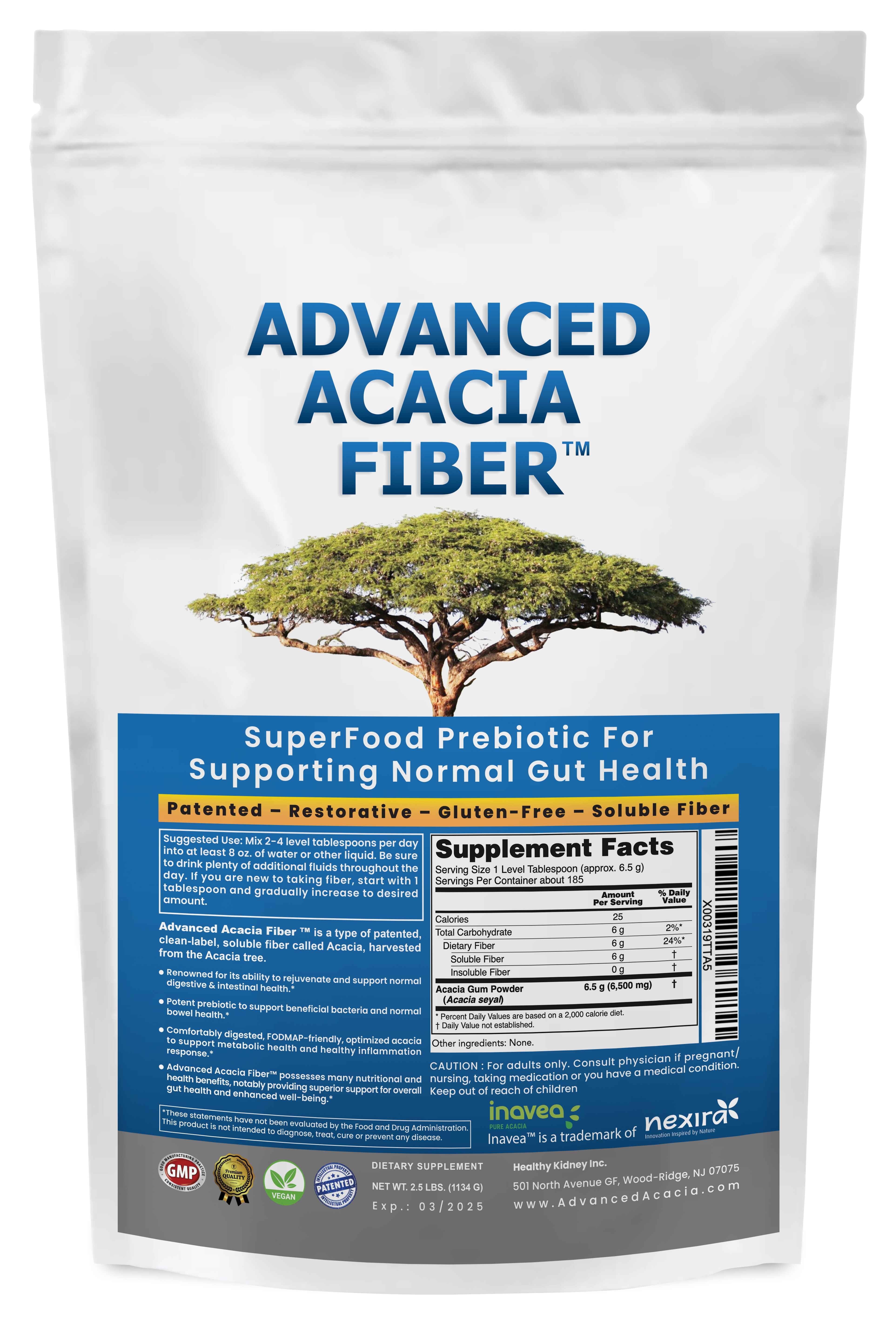 Kidney Restore Advanced Acacia Fiber: Organic Superfood Prebiotic for Supporting Normal Gut ...
