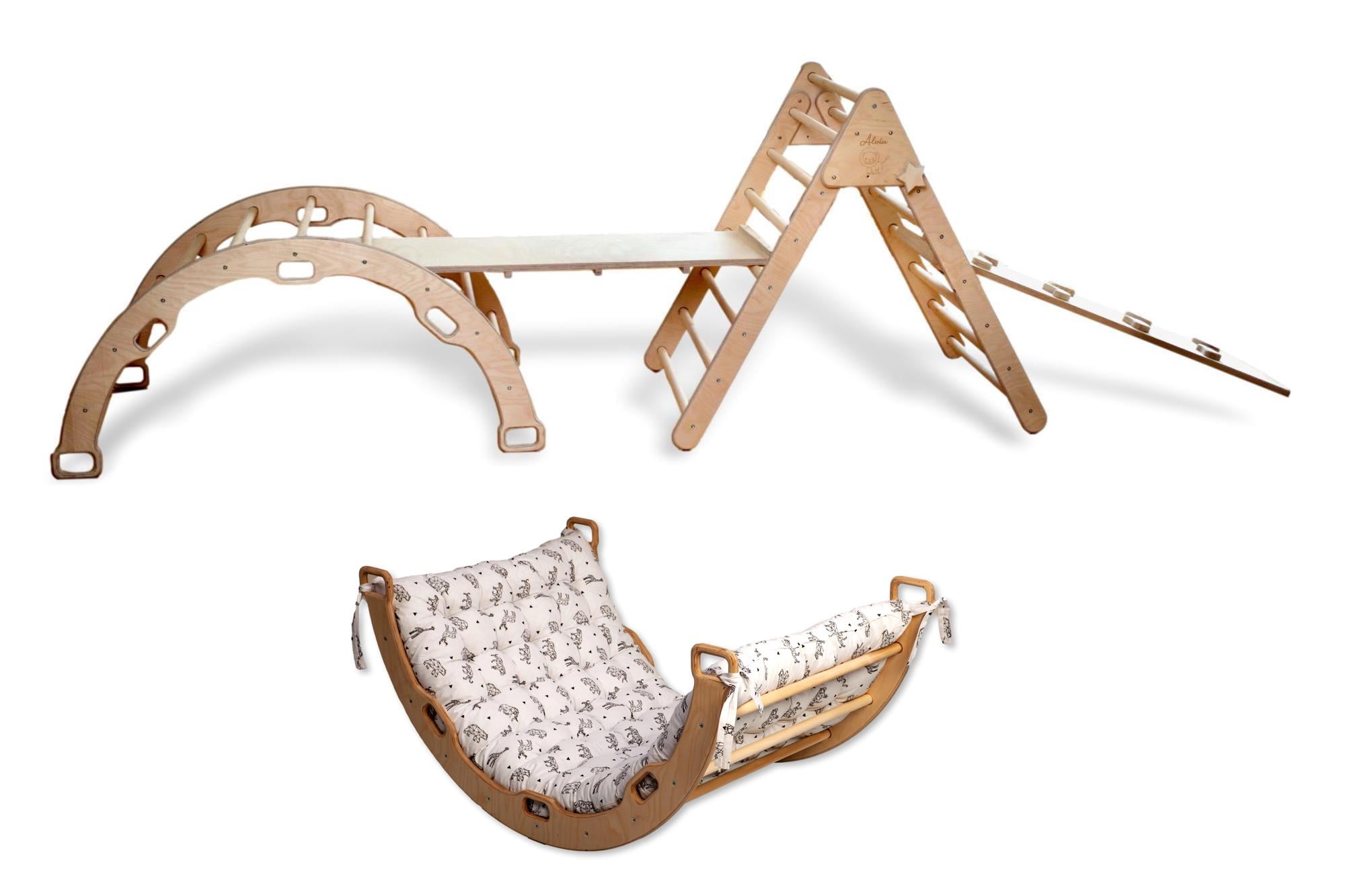 Kidodido Montessori Climbing Set | Triangle & Arch & Two Ramp & Cushion ...